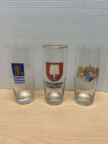 3 German Beer Glasses Featuring Augustiner, Spatenbrau, and Konigl ...