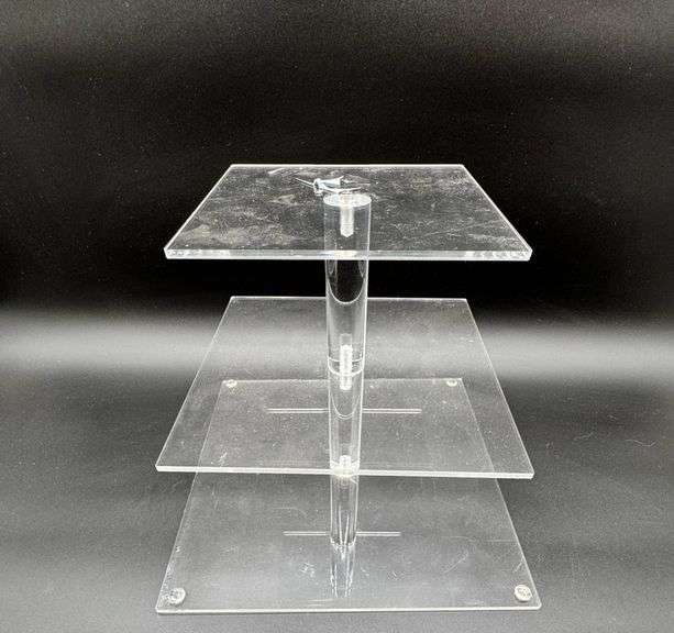 Clear Acrylic Three-Tier Display Stand with Square Shelves - Auction Ohio