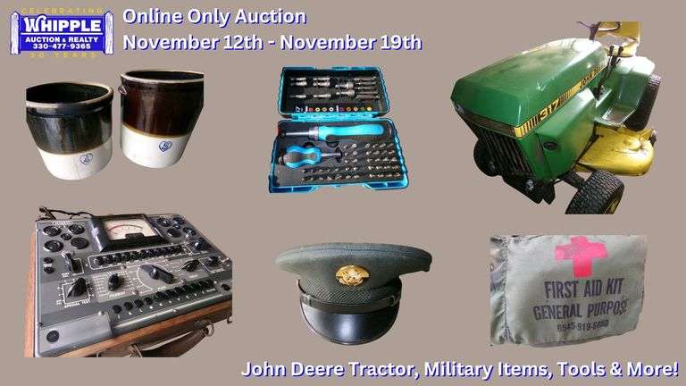 Online Only Auction: John Deere Tractor, Military Items & Tools ...