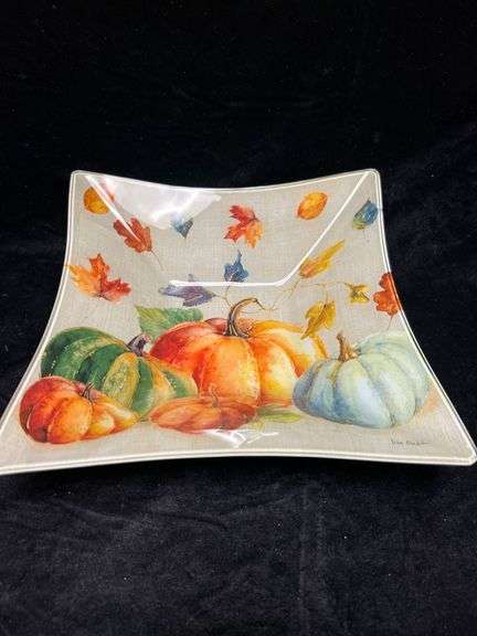 Square Glass Plate Featuring Autumn Pumpkins by Lisa Audit with Prima ...
