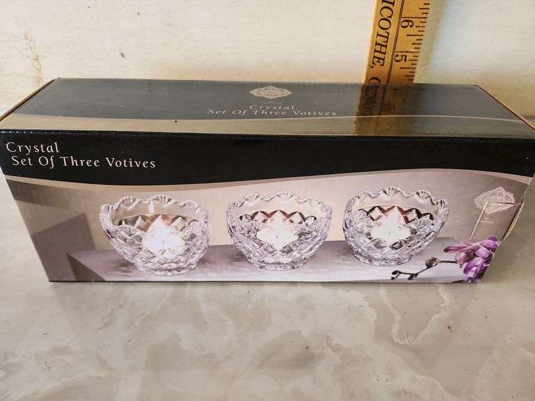 Shannon Crystal By Godinger Set Of 3 Votives - Auction Ohio