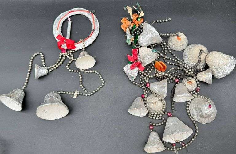 Vintage Aluminum Papier-Mache Decorative Bell Garlands with Mercury ...