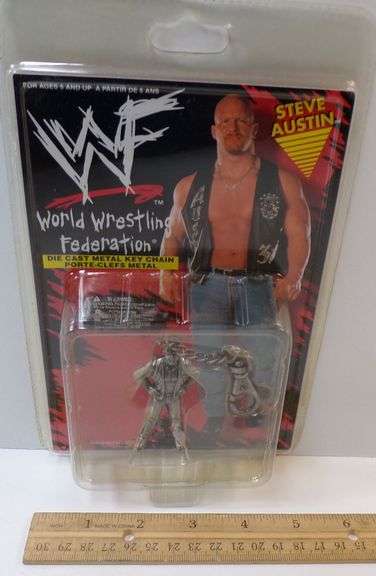 WWF Stone Cold Steve Austin Die-Cast Keychain MOC - Auction Ohio
