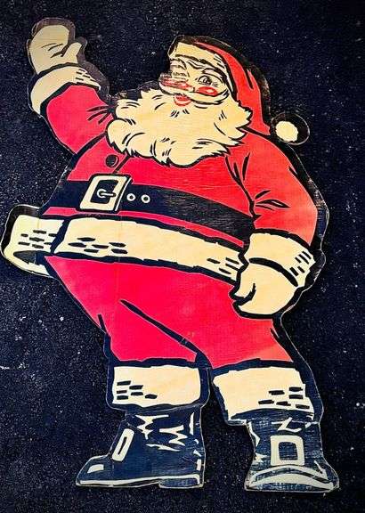 “LARGE” Vintage Santa Claus Cardboard Cutout Decoration - Auction Ohio
