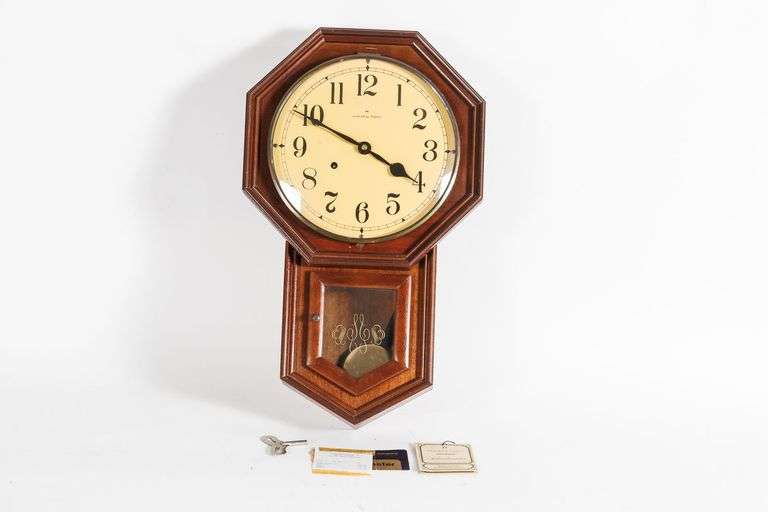Vintage Hamilton Schoolmaster Cherry Wall Clock - Auction Ohio