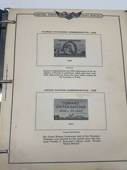 United States Plate Blocks Stamp Album Featuring Commemorative Issues ...