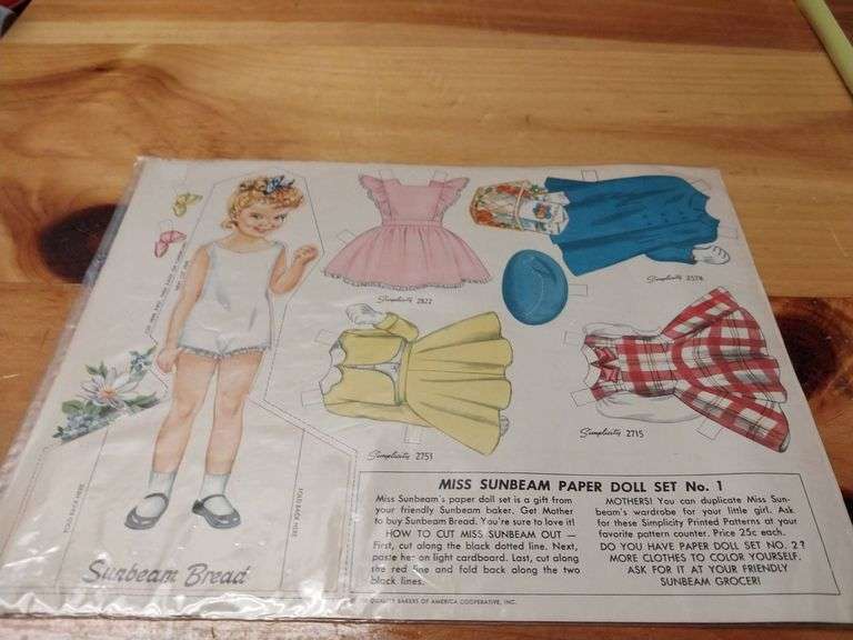 Miss Sunbeam Paper Doll Set No. 1 in Sealed Package, 1952 by Quality ...