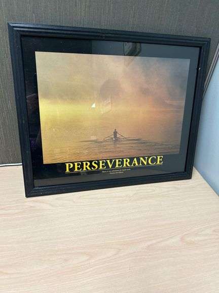 Framed Motivational Wall Art Print Featuring Perseverance Theme with ...