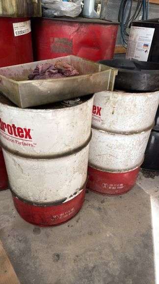 Hydrotex Oil Storage Drums with Tray - Auction Ohio