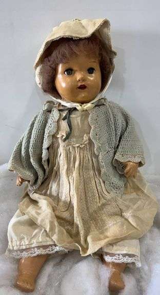 Antique Composition Baby Doll in Vintage Clothing with Knit Sweater and ...