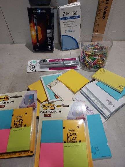 Office Supplies Paper Clips, Sticky Notes, Pens, & Sharpies - Auction Ohio