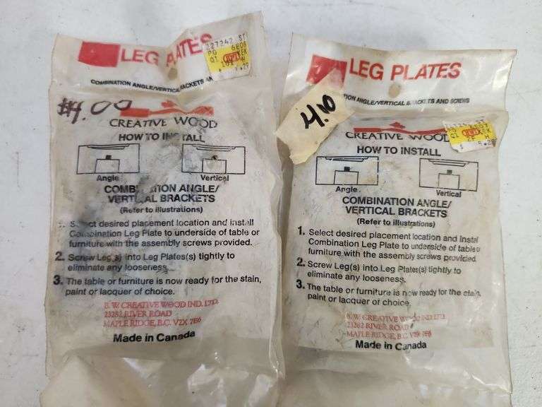 Leg Plates Combination Angle/Vertical Brackets - Auction Ohio
