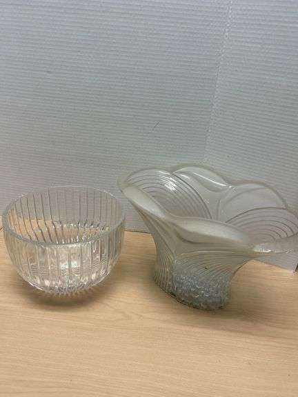 Two Glass Bowls, Including Pressed Glass Bowl and Frosted Glass Bowl ...