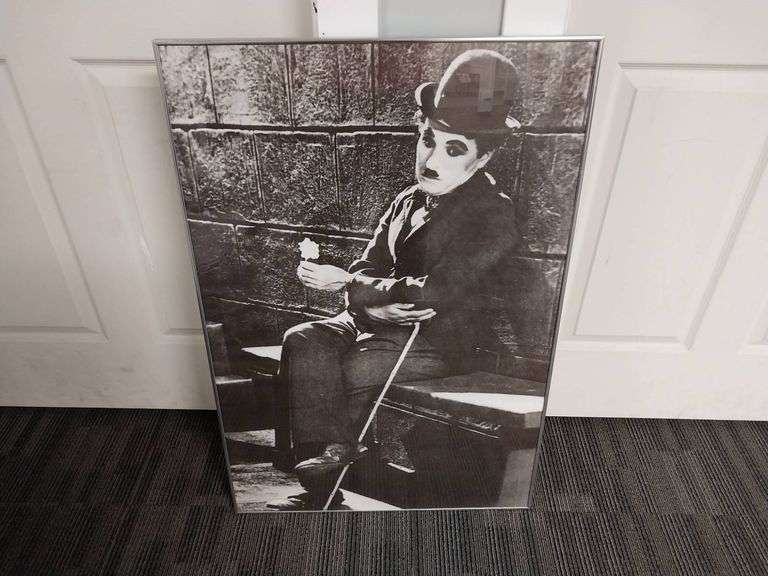 Framed Black-and-White Print Depicting a Silent Film Era Scene in Metal ...