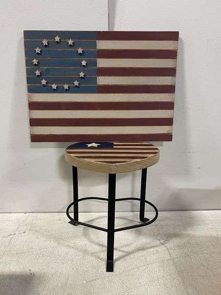 Flag Art & Stool - Auction Ohio