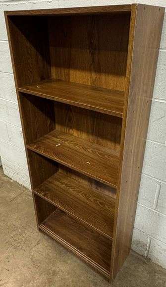 Wooden Five-Shelf Bookcase With Oak Finish - Auction Ohio