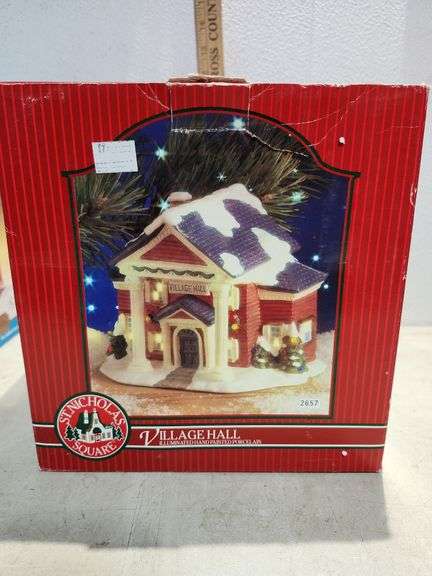 St. Nicholas Square Village Hall Illuminated Hand Painted Porcelain ...