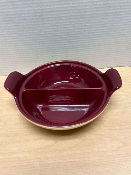 Hull USA Oven-Proof Divided Dish with Two-Tone Glaze and Maker’s Mark ...