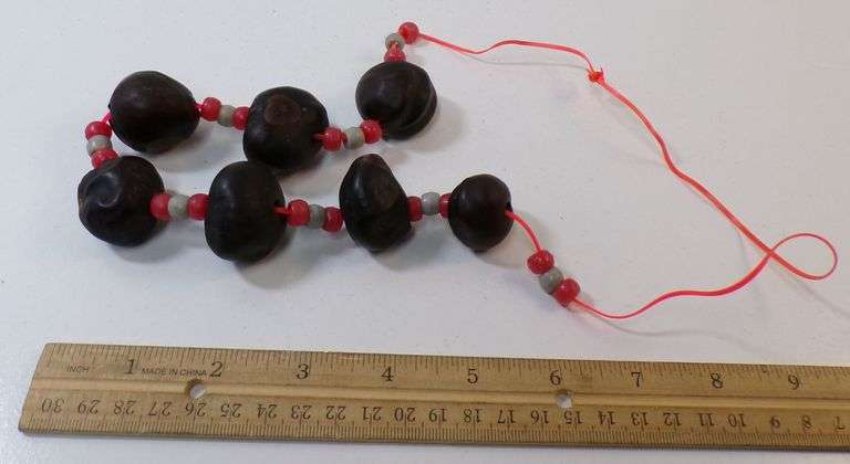 Buckeye and Bead Necklace with Bright Thread - Auction Ohio