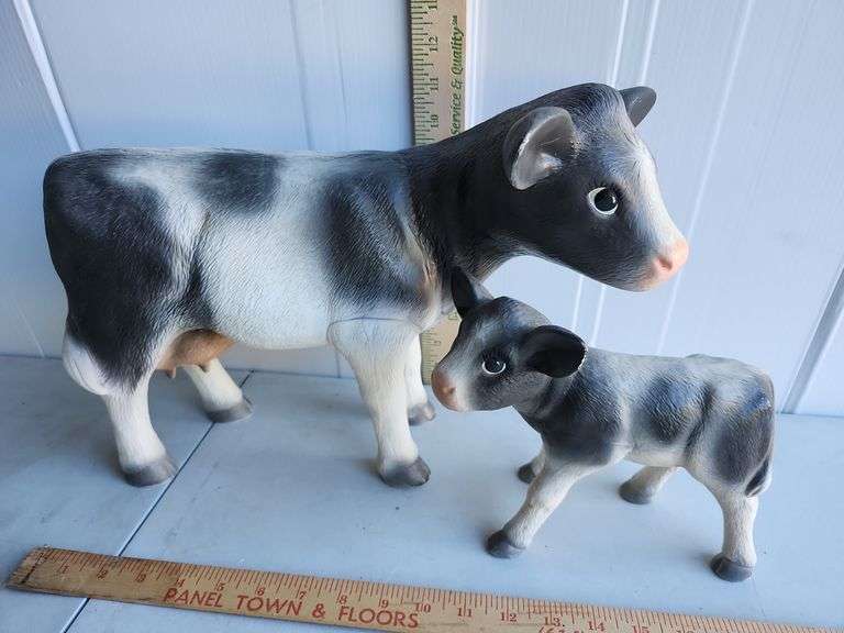 Vintage Hand Painted Ceramic Cows, Biggest 15"X8"X11" - Auction Ohio