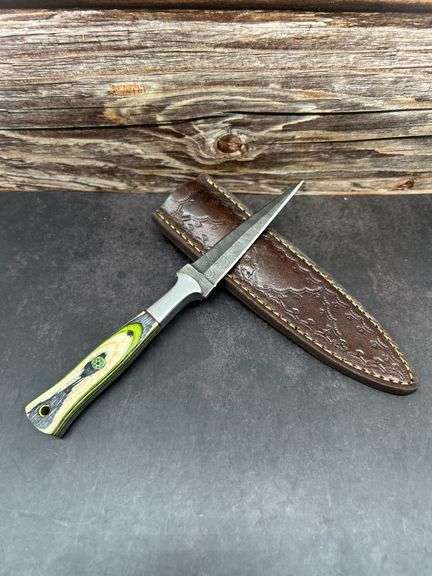 New MHS Cutlery Handcrafted Damascus Steel Knife with Leather Sheath ...