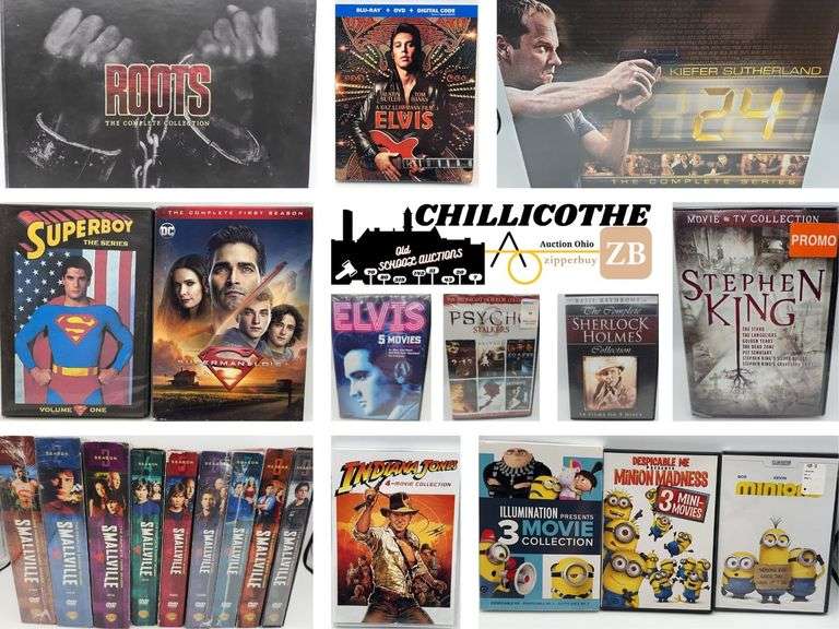 CHILLICOTHE: Large Collection Of Dvds Roots, Indiana Jones, Smallville ...