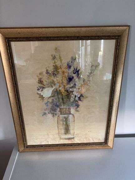 Framed art print of a floral painting by artist Cheri Blum - Auction Ohio
