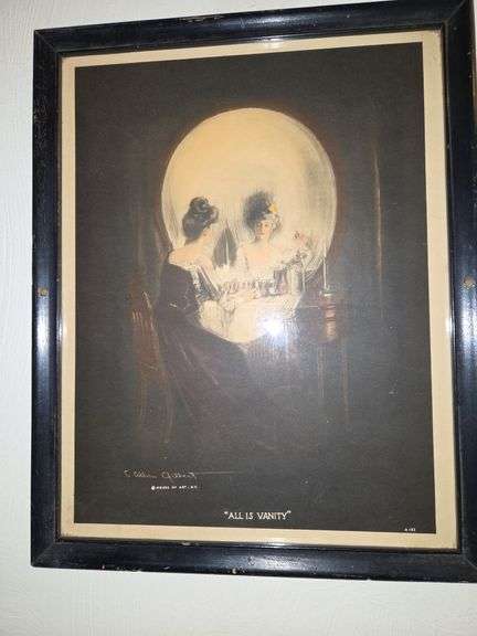 Vintage ALL IS VANITY Allen C Gilbert skull illusion 8x10 Print picture ...