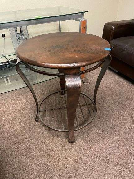 Bernhardt Hammered Copper Round End Table - Auction Ohio
