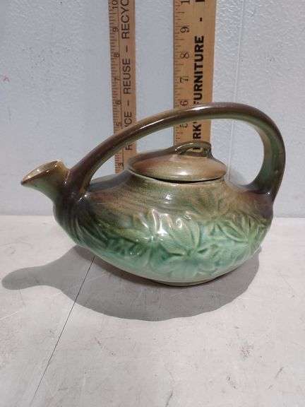 Vintage Mccoy Daisy Green & Brown Pottery Teapot - Auction Ohio