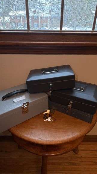 Set of Three Vintage Locking Storage Boxes - Auction Ohio
