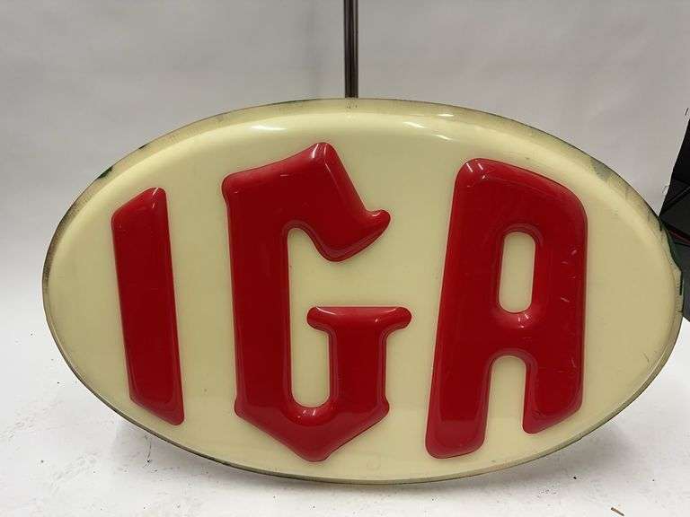 Vintage IGA plastic sign - Auction Ohio