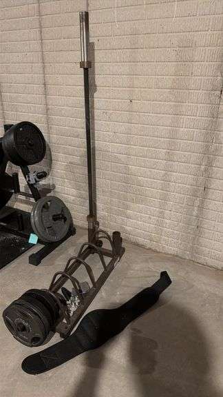 Lifting Bar and Weight Stand with Four 10 lb Weights and Back Support ...