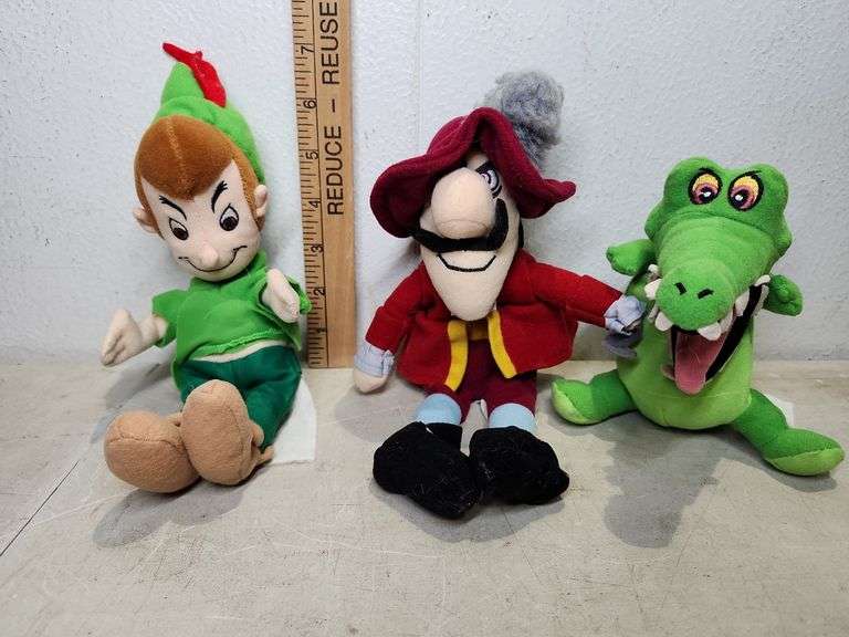 Disney Peter Pan, Captain Hook, & Crock Plush Dolls - Auction Ohio