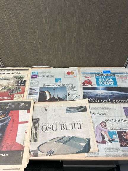 Newspapers Highlighting 1990s Events, Including Millennium Coverage ...