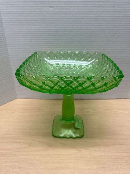 L.E. Smith Handmade Glass Trellis 10″ Compote, Rose & Trellis ...