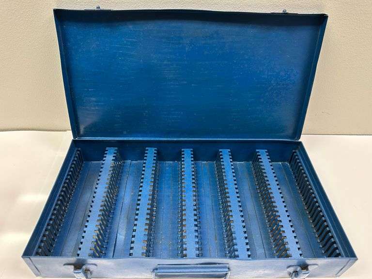 Blue Metal Box for Sorting/Storing Coins - Auction Ohio