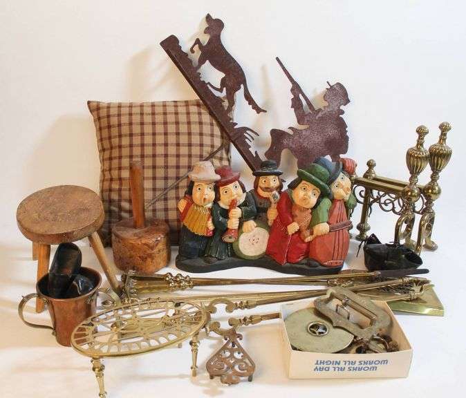 VINTAGE AND ANTIQUE ITEMS INCLUDING BRASS, COPPER, AND CHALK WARE ...