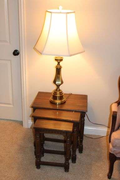 Nesting Tables & Brass Lamp - Auction Ohio