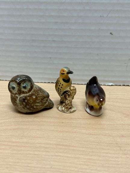 Small Ceramic Bird Figurines Including Owl and Woodpecker - Auction Ohio