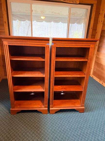 Pair of Ethan Allen Cherry Wood Bookcases with Adjustable Shelves ...