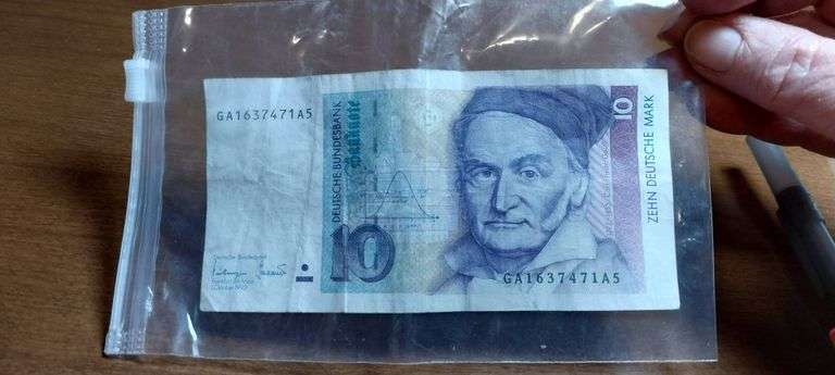 1980 German 10 Deutsche Mark Banknote Featuring Carl Friedrich Gauss ...