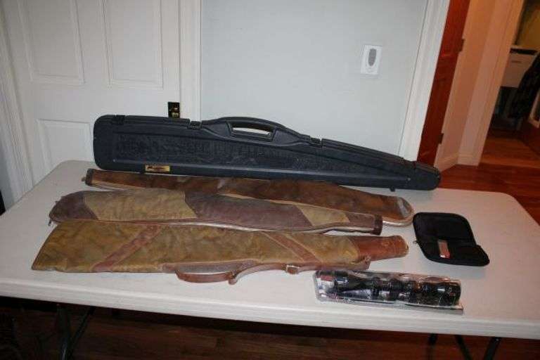 Tasco 3-9x40mm Bucksight Scope, Gun Cases, and Magazine Pouch - Auction ...