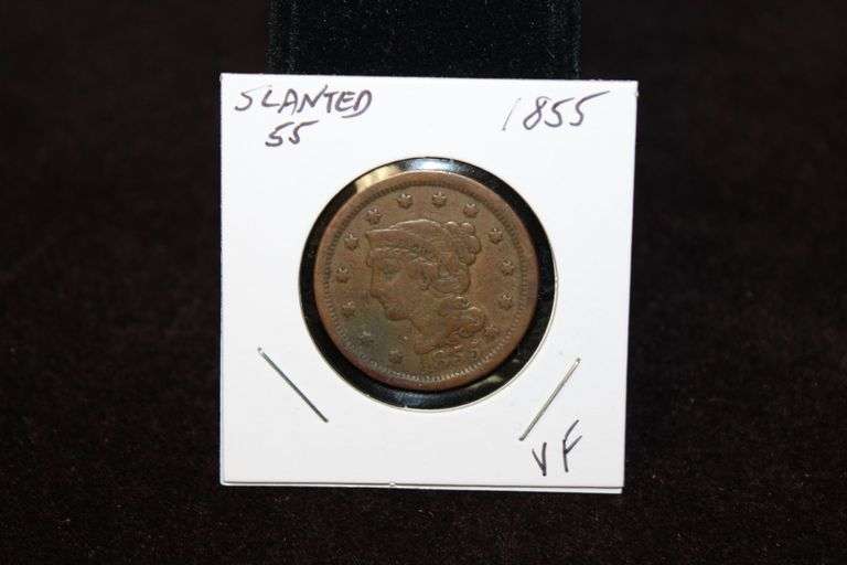 1855 Slanted 55 VF Large Cent - Auction Ohio