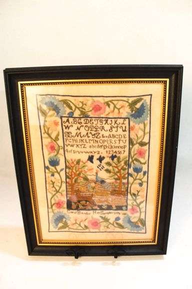 FRAMED REPRODUCTION OF 1774 SAMPLER BY CAROL BENDER. - Auction Ohio