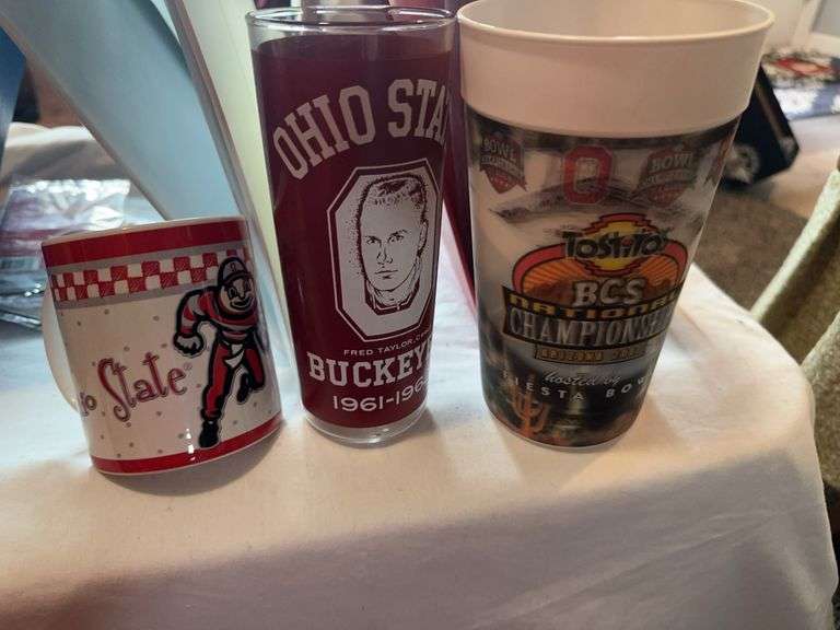 Lot of Ohio State items: Fred Taylor glass, coffee cup, souvenir, cup ...