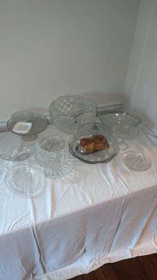 Assorted Vintage Glass Serving Dishes and Cake Stand - Auction Ohio