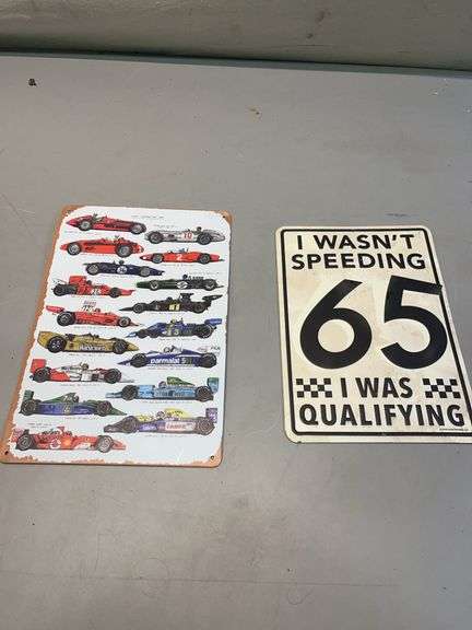 Metal Signs Featuring Formula 1 Cars and Qualifying-Themed Design ...