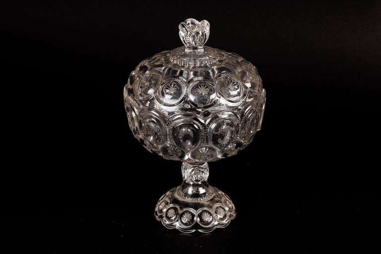Vintage L.E. Smith Moon and Stars Lidded Compote- Very Large! - Auction ...