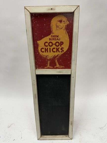 Vintage look chalkboard with chick graphics - Auction Ohio